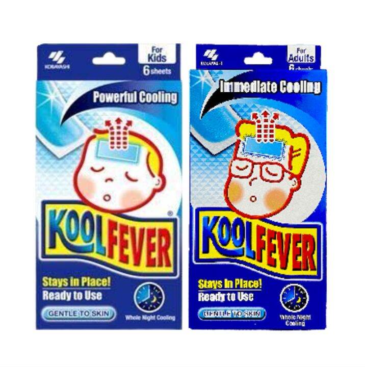 Kool Fever Immediate Cooling Gentle to Skin for Kids & Adults 6 Sheets ...