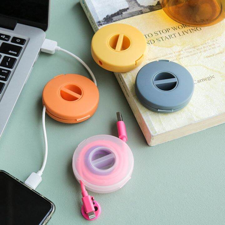 Cable Storage Box Round Rotatable Cable Organizer Earphone Winder ...