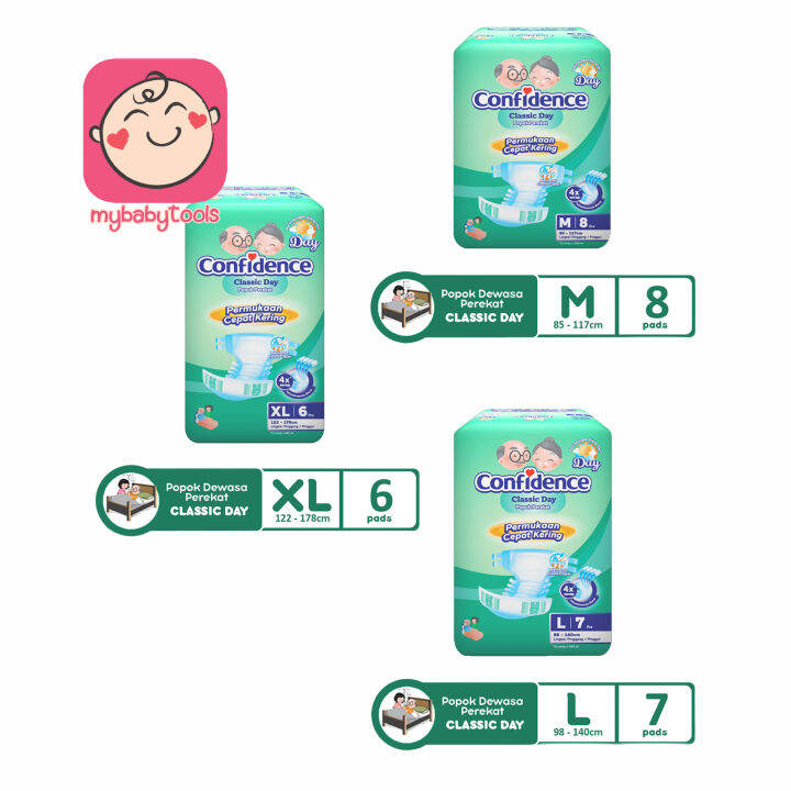 CONFIDENCE ADULT DIAPERS CLASSIC DAY NIGHT M8 L7 XL6 POPOK DEWASA ...