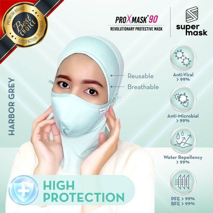 Muslimah Mask PROXMASK 90 + Antimicrobial Inner Hijab Pelitup Muka ...