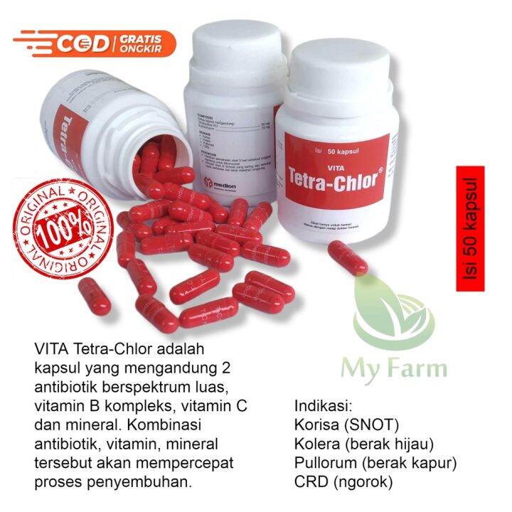 Vita Tetra Chlor / Obat Vitamin Teta Clor Isi 50 Kapsul Untuk Ayam ...