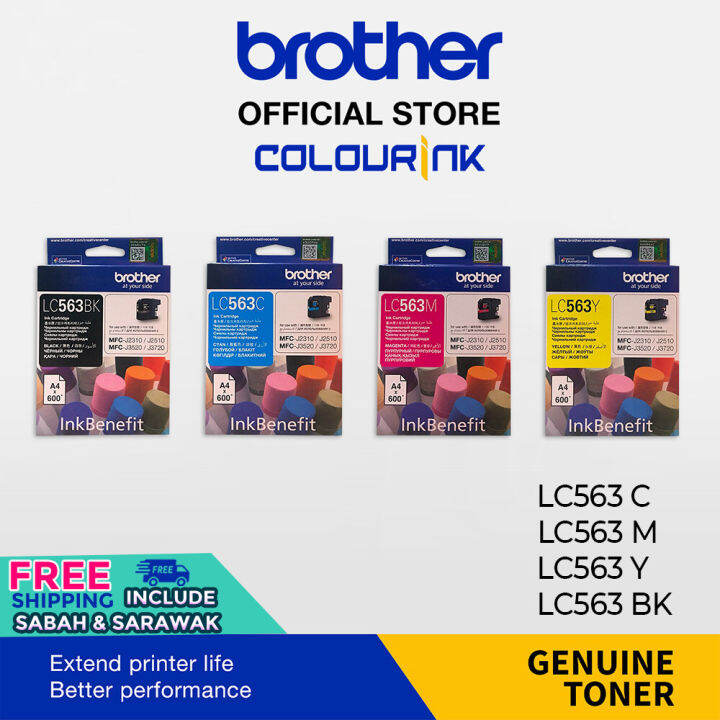 Brother LC563 Black Cyan Magenta Yellow Original Ink Cartridge Colour ...