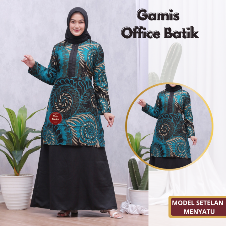 Gamis Office Dinas Batik Gamis Kerja Model Setelan Tunik Gamis Seragam ...
