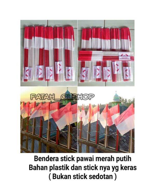 10pcs bendera pawai merah putih 17 agustus/bendera stick Bendera merah ...