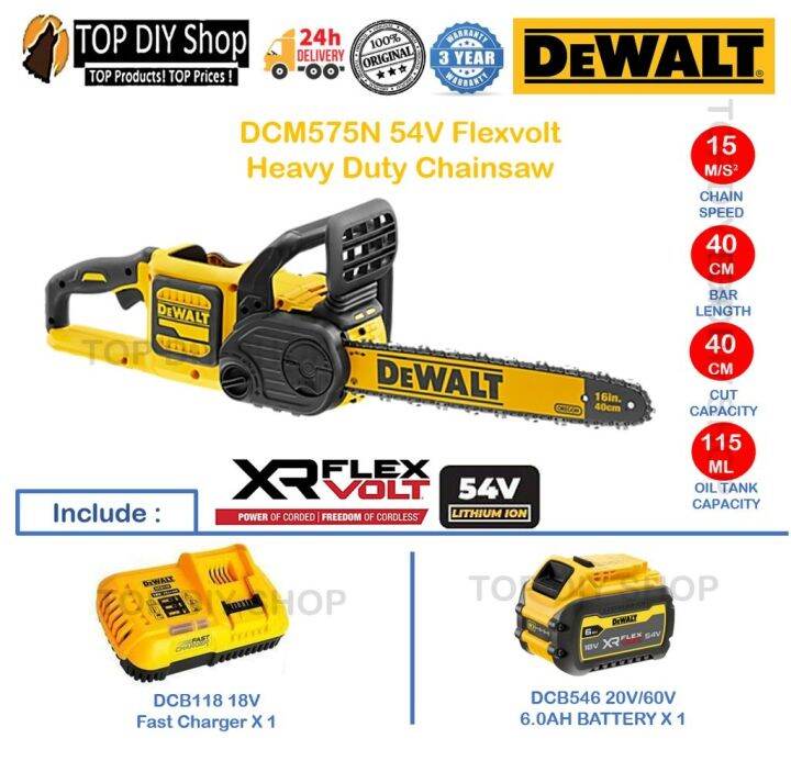 DEWALT DCM575N-XJ / DCM575N 40CM XR FLEXVOLT Chain Saw 110-120 ml | Lazada