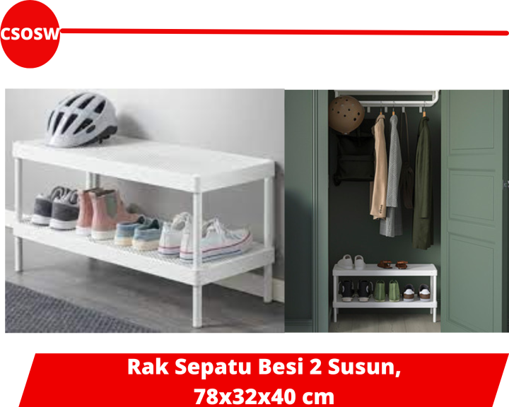 Rak Sepatu Besi 2 Susun MACKAPAR Shoe Rack White Tempat Sepatu Sandal ...