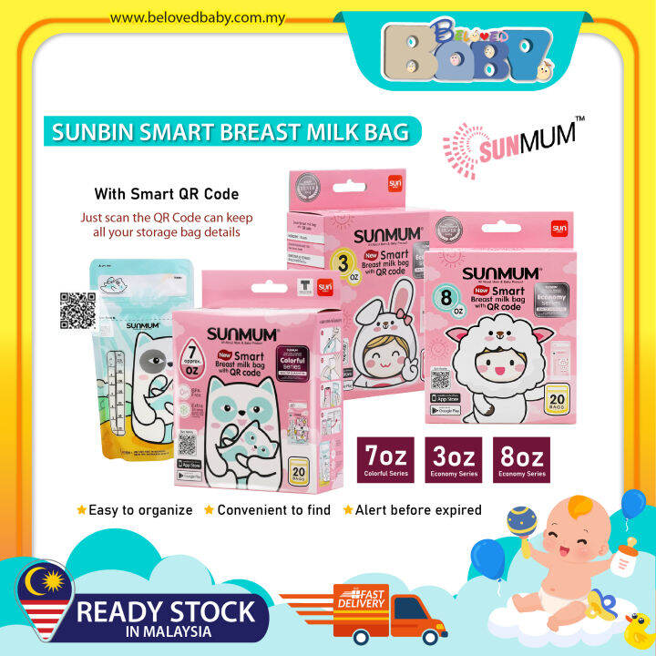 Sunmum Smart Breast Milk Storage Bag Beg Susu Simpan (New with Smart QR ...