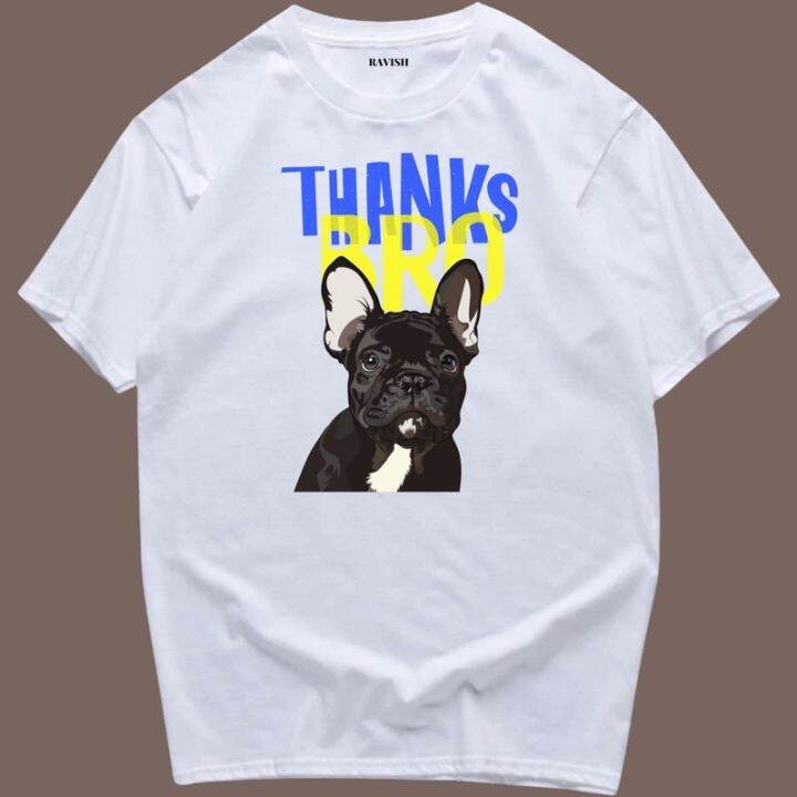 เสื้อยืด สกรีนลาย น้องหมา thank bro พร้อมส่ง | Lazada.co.th