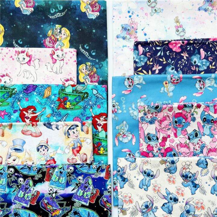 Cotton Disney Alice Lilo Stitch Fabric For Sewing Clothes Dress ...