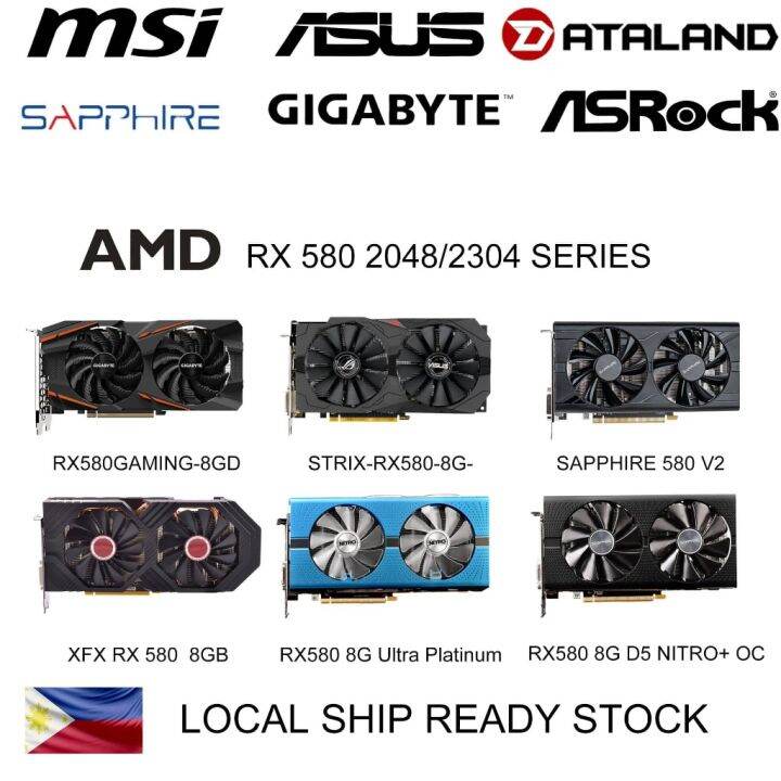 Gaming graphics card RX580 SERIES USED GPU RX 580 2048SP 2304SP OC ASUS ...