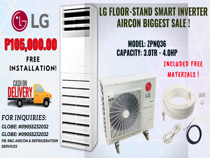 🎉BRAND NEW L.G 4.0 HP - 3.0TR FLOOR - STAND SMART INVERTER TYPE AIRCON ...