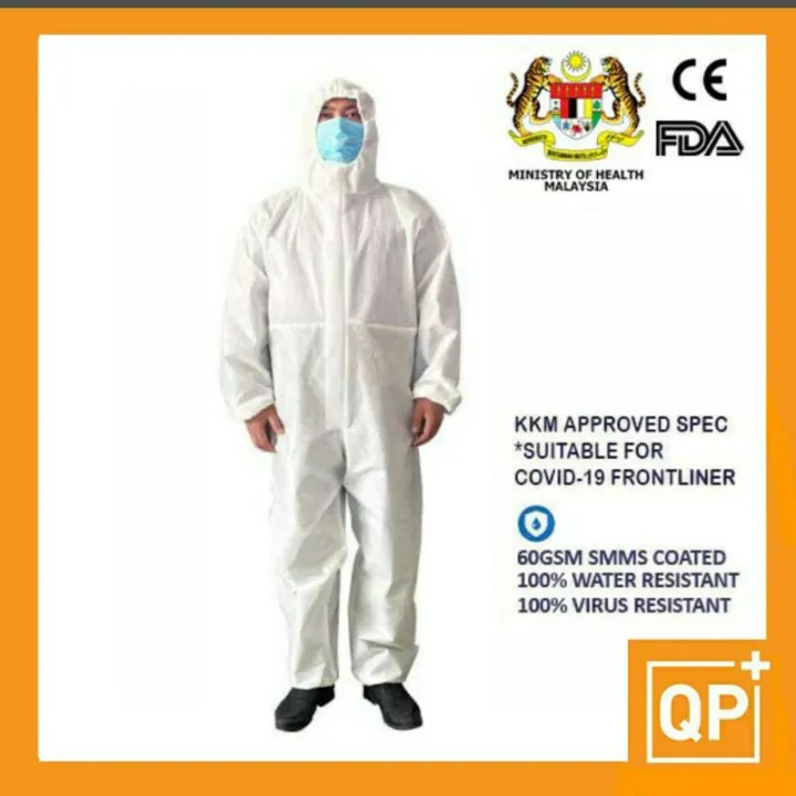 【kkm Approval 】ppe Suit Medical Coverall Jumpsuit Isolation Gown 60gsm