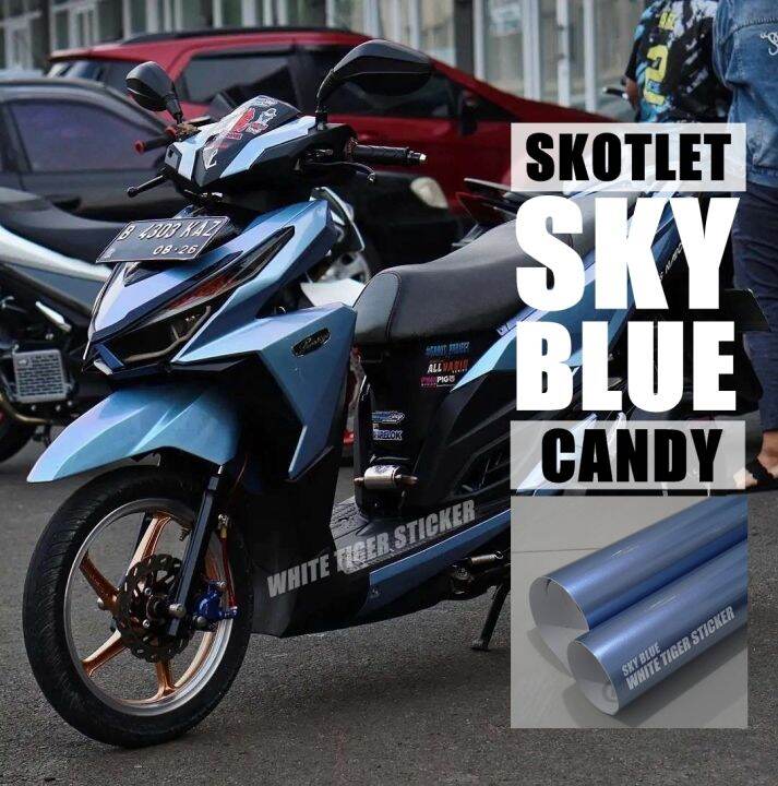 SKOTLET STIKER MOTOR SKY BLUE METALIC CANDY SCOTLITE SKY BLUE METALIK ...