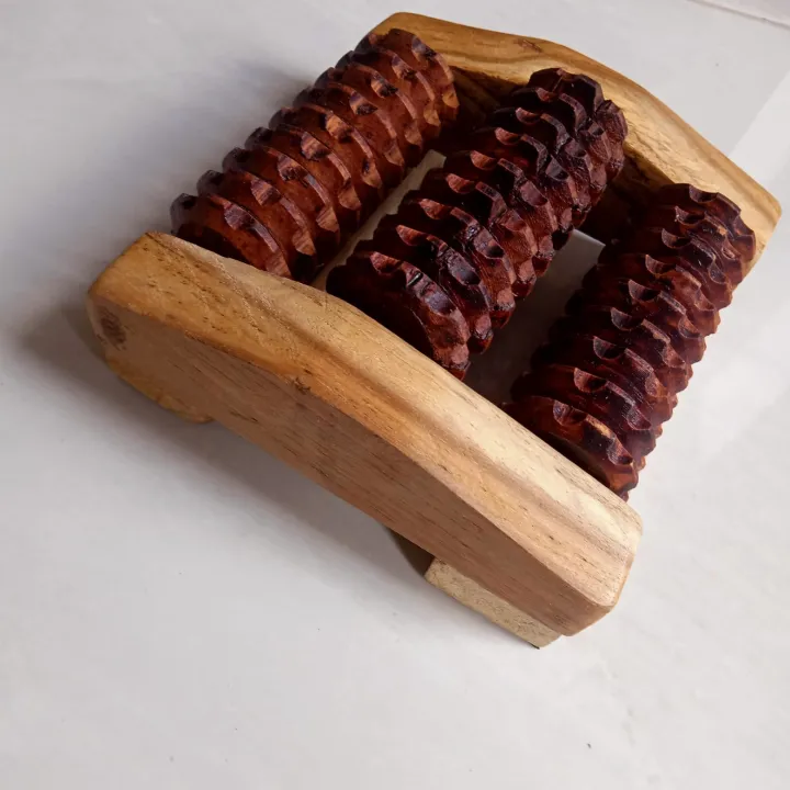 Alat Pijat Refleksi Kaki Kayu Sonokeling 3 Roll Gerigi | Lazada Indonesia