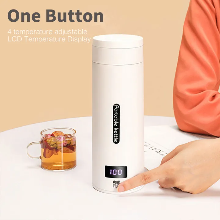 Portable Electric Kettle Thermos Stainless Steel LCD Display ...
