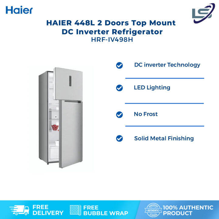 HAIER 448L 2 Doors Top Mount DC Inverter Refrigerator HRF-IV498H | DC ...