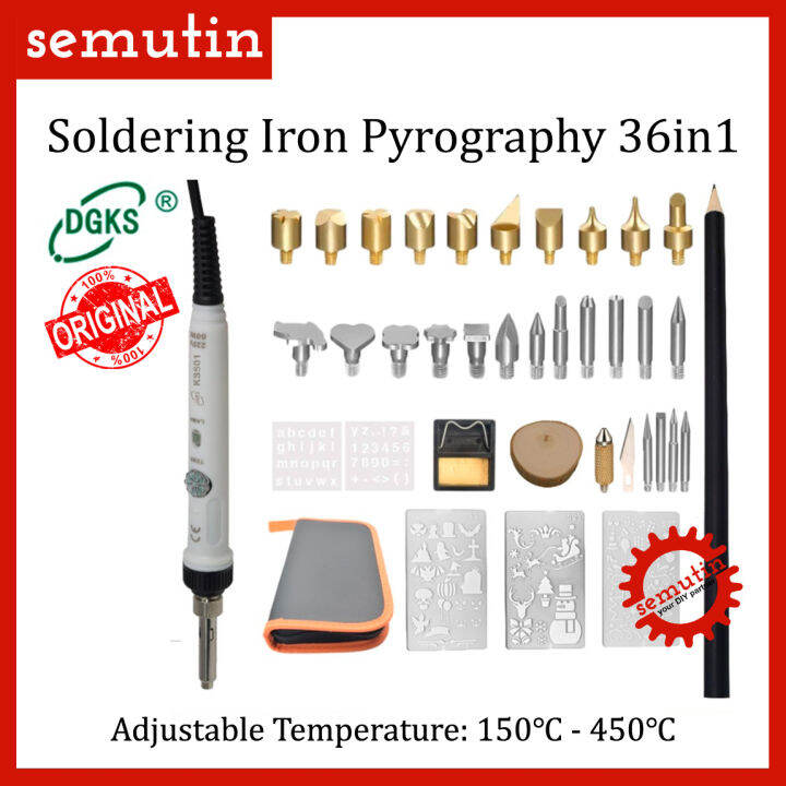 Solder Lukis Pyrography Set 36 in 1 DGKS KS501 / Wood Carving Bakar ...