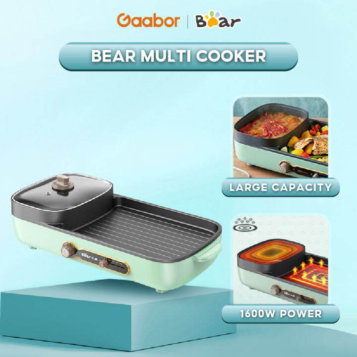 GAABOR x BEAR 2 in 1 Multi cooker with BBQ Grill 3L Shabu shabu 380mm ...