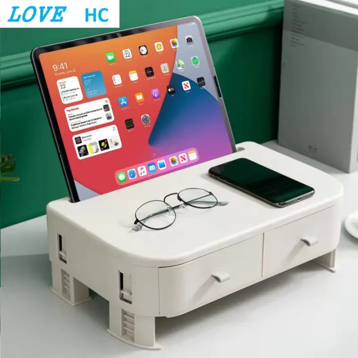 （With drawer storage）Monitor Stand Riser, Foldable Computer Laptop ...