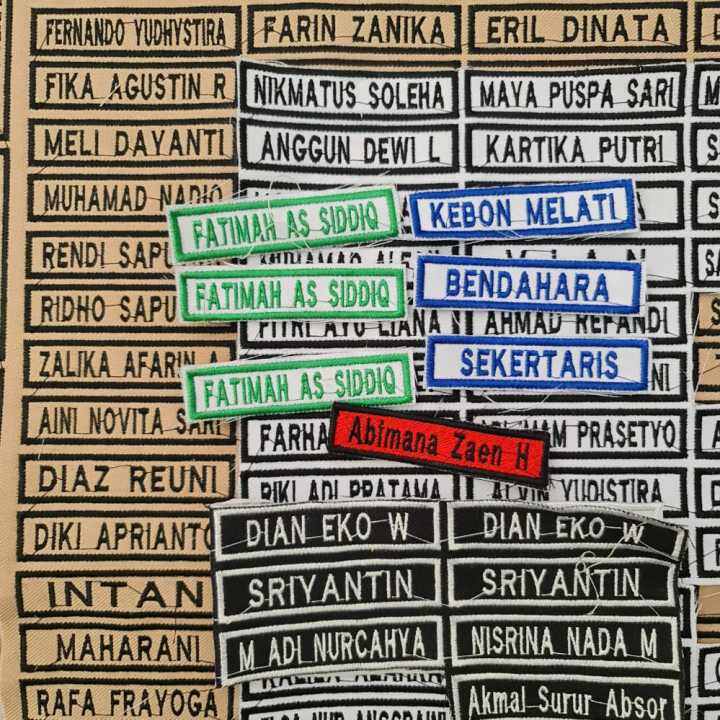 Badge Nama, Emblem Nama, Bordir Nama, Patch Nama, Nama anak sekolah ...