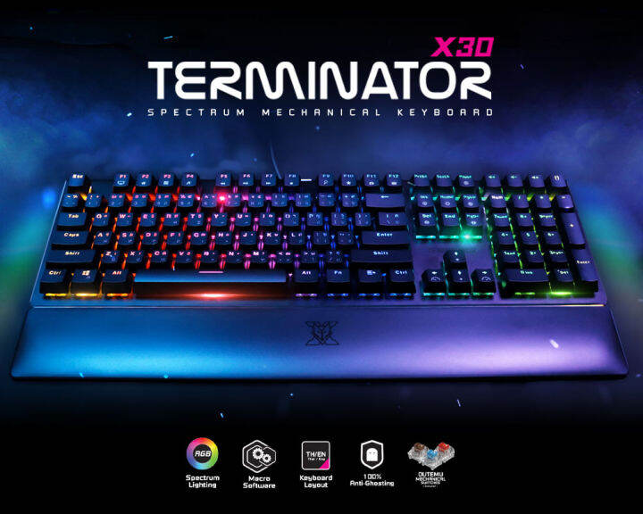 NUBWO-X 30 TERMINATOR X30 BLUE-SWITCH Gaming Keyboard RGB คีย์บอร์ดเกม ...