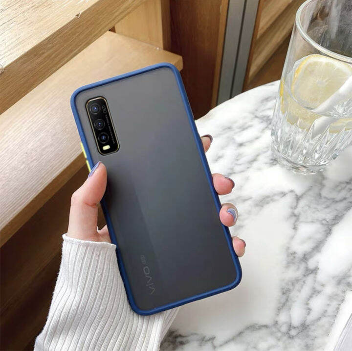 Case Vivo Y20 Y20i Y20S เคสวีโว่ เคสกันกระแทก ปุ่มสีผิวด้าน ขอบนิ่มหลัง ...