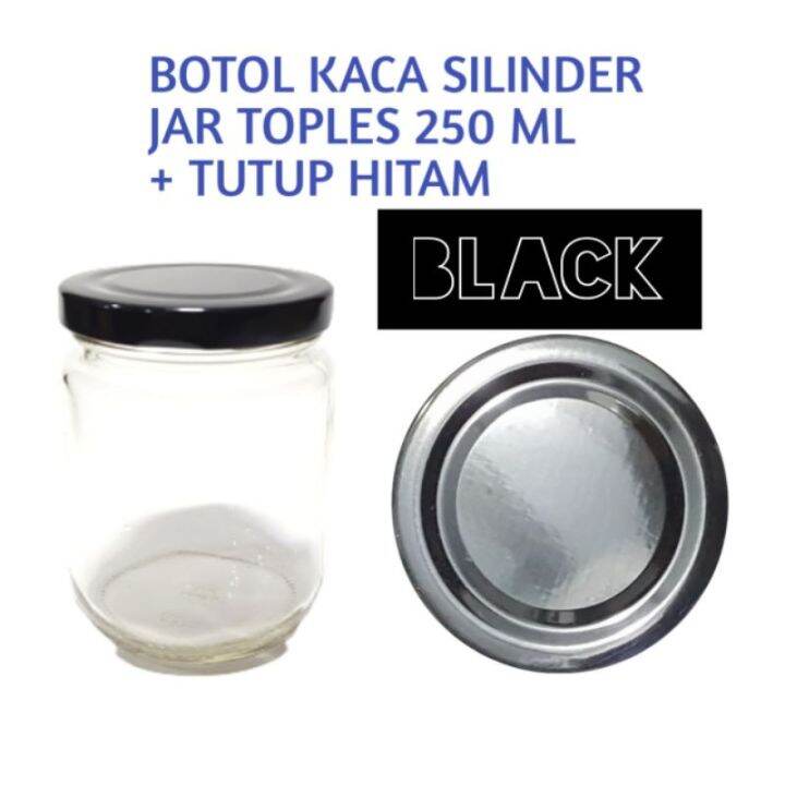 Botol Kaca jar Silinder ukuran 250 ml / Botol Penyimpanan Minuman Kaca ...