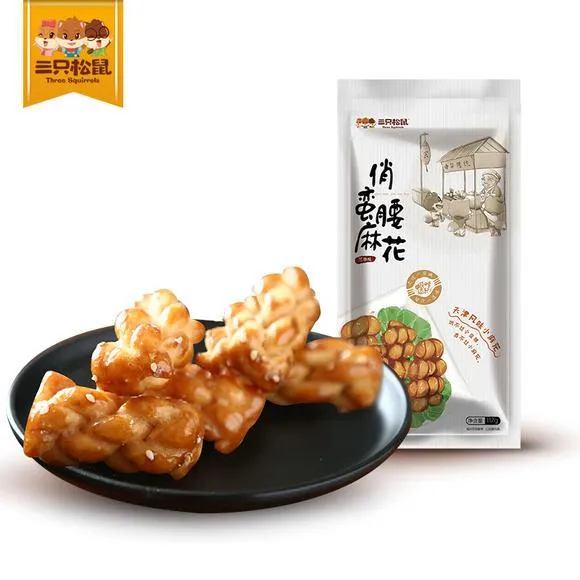 THREE SQUIRRELS Chinese Traditional Caramel Twist Mahua Snack 112g ...