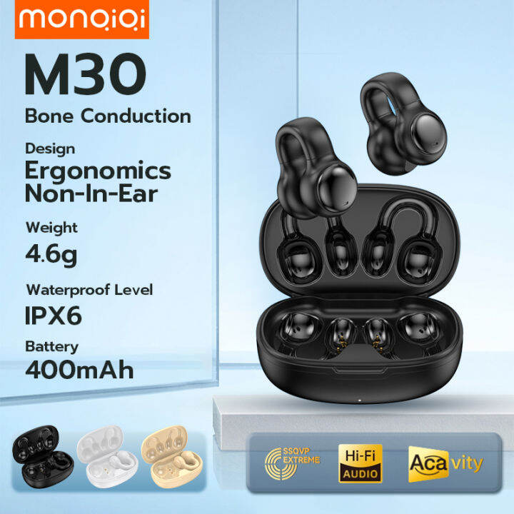 MonQiQi หูฟังบลูทูธ หูฟังกีฬา M30 TWS Bone Conduction Earphone บลูทูธ 5 ...