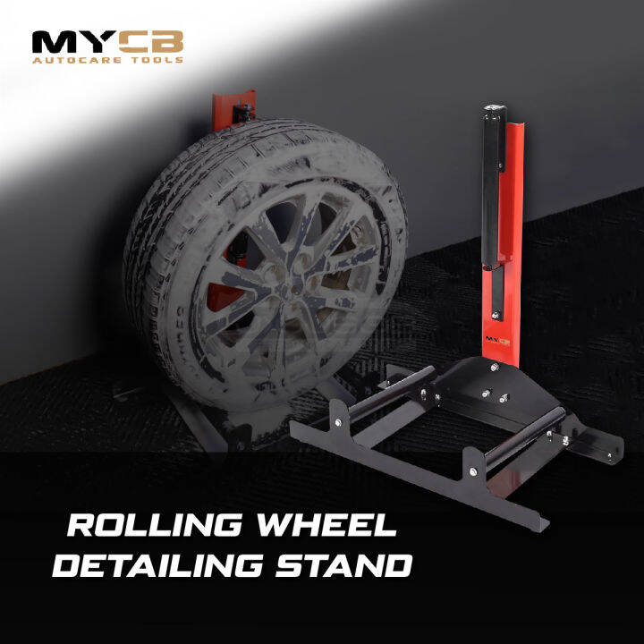 MYCB Rolling Wheel Detailing Stand 360 Wheel & Tire Cleaning Applying ...