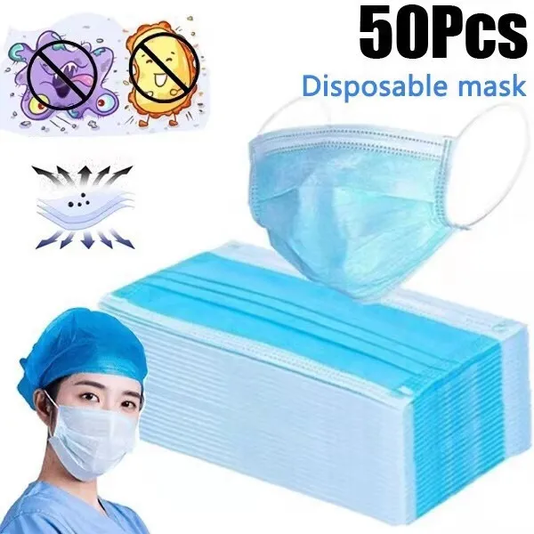 50pcs/1Pack - Disposable 3 layer protective face mask Protect Healthy ...
