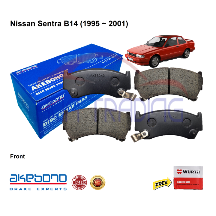 Genuine Akebono Front Brake Pads for Nissan Sentra B14 (1995-2001) w ...