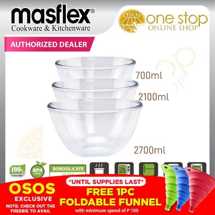 Masflex Original Borosilicate Glass Mixing Bowl Suitable for Microwave ...