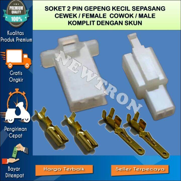 ( Isi 10 SET ) Soket 2 Pin Kecil SET Original Komplit Dengan Skun Bahan ...