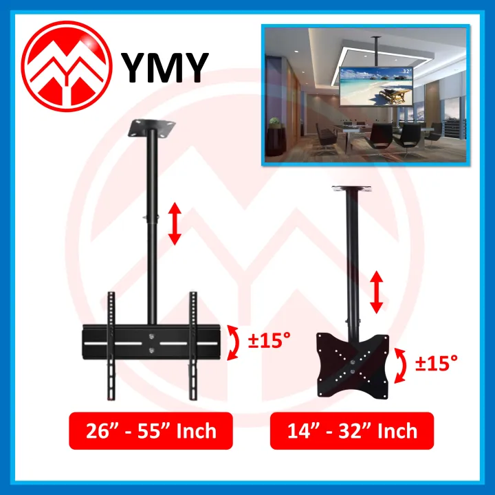 Universal 14 - 32 / 26 - 55 Inch Adjustable Tilt Heavy Duty LED LCD PLASMA TV Ceiling Mount ...