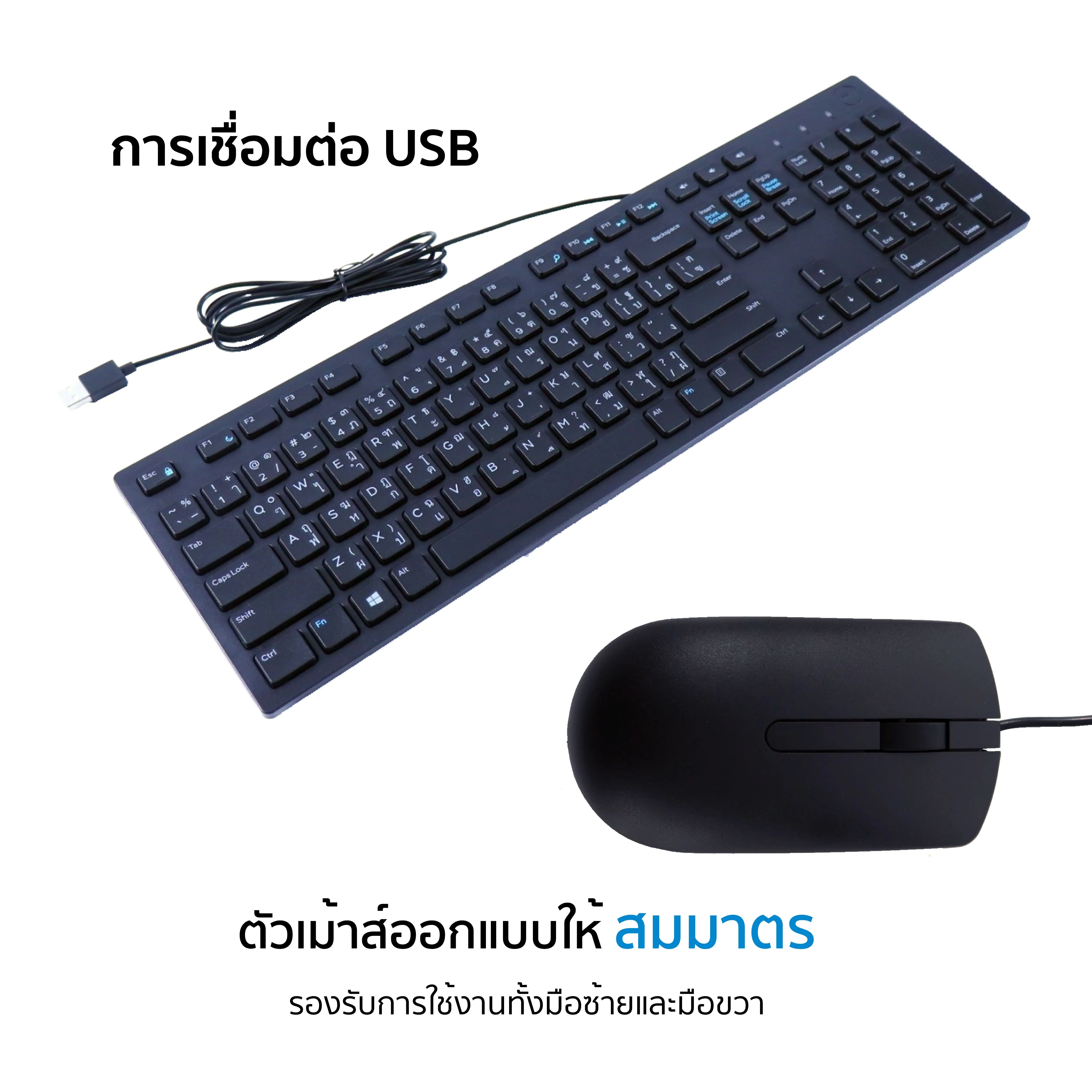 Dell MS116 / KB216 ชุดเมาส์ Optical ขนาดกะทัดรัด และคีย์บอร์ดภาษาไทย ...