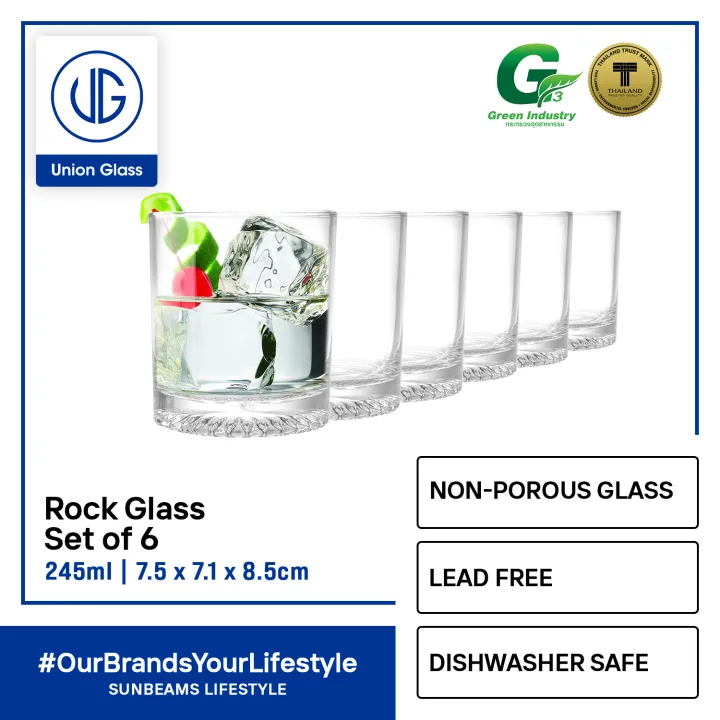 UNION GLASS Thailand Premium Clear Glass Rock Glass Water, Juice, Soda, Liquor Glass 245ml | 9oz ...