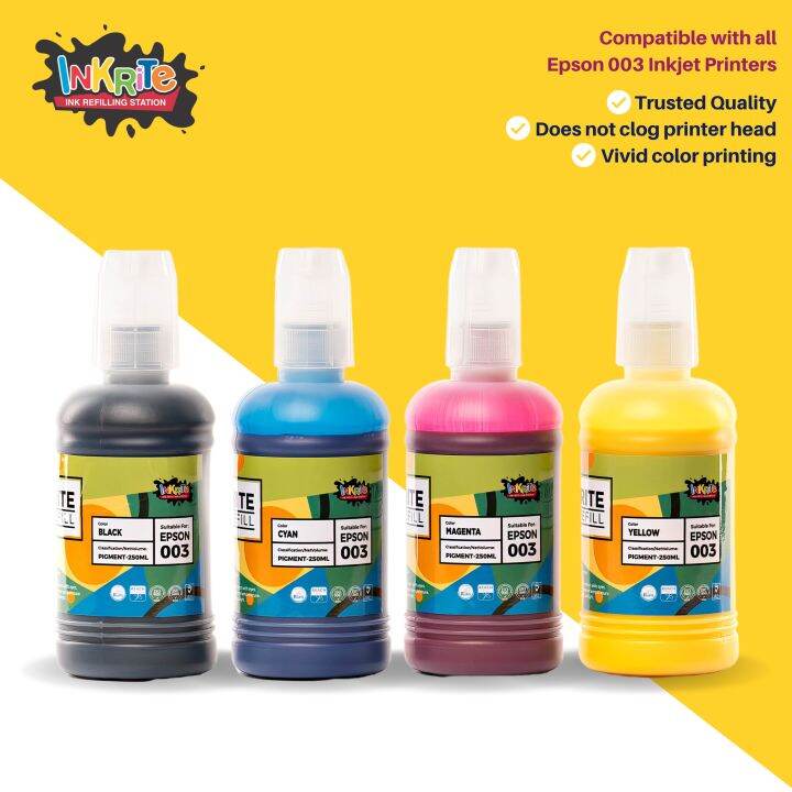 Inkrite Pigment Ink for Epson 003 Epson L1110 L3110 L3116 L3150 L3156 ...
