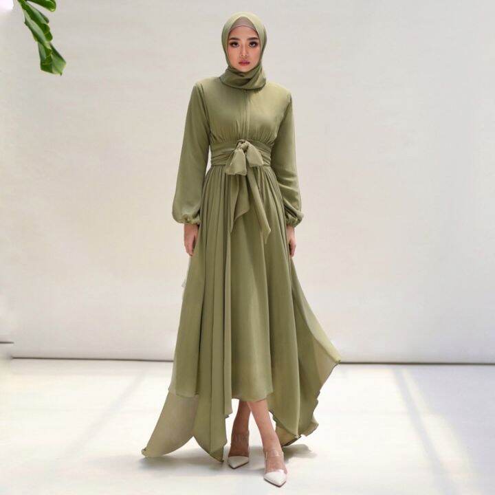 Baju Gaun Wanita Elena Maxi Dress Gamis Modern Gaun Cantik Korea Style premium Longdress ...