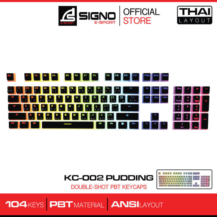 SIGNO E-Sport Pudding Double-Shot PBT Keycaps รุ่น KC-002 (พุดดิ้ง คีย์ ...