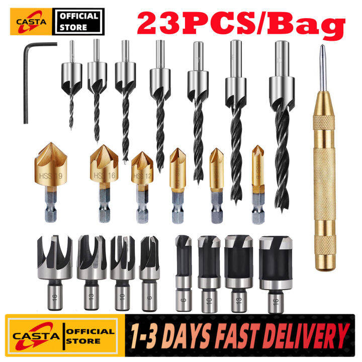 (23PCS/PACK Drill Bit set)8Pcs Wood Plug Cutter,6Pcs 1/4 Inch Hex 5 ...