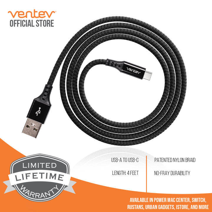 Ventev Chargesync alloy Type A - C 2.0 Cable-Jet Black | Lazada PH