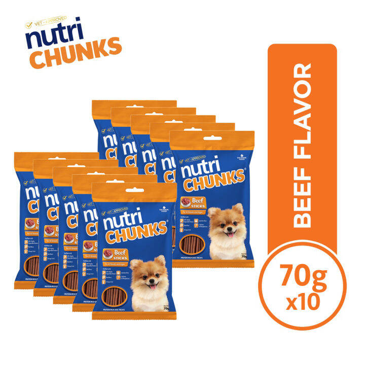 Nutri Chunks Beef Sticks 70g (Box of 10) | Lazada PH