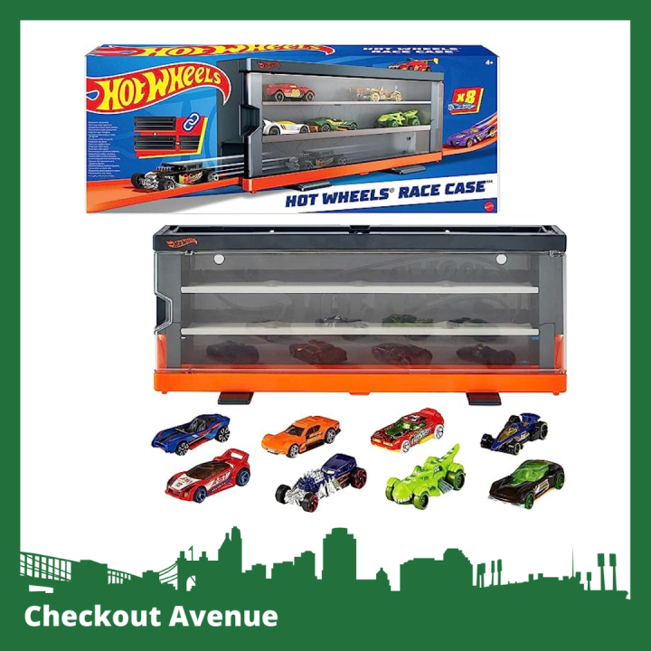 Hot Wheels Race Case with 8 Toy Cars, Interactive Display & Storage for ...