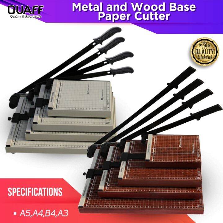 QUAFF Paper Cutter Metal Wood Heavy Duty A5 | A4 | B4 | A3 Size ...
