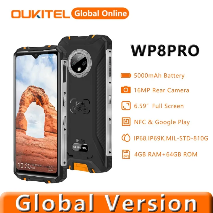 OUKITEL WP8 Pro IP68 Android 10 Rugged Smartphone Mobile 6.49''inch 4GB 64GB 5000mAh 16MP Triple ...