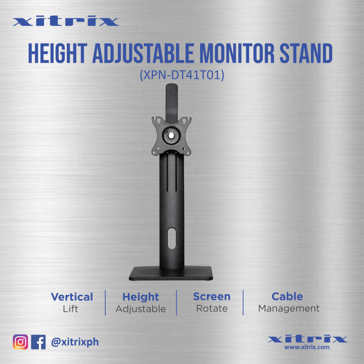 Xitrix Single Screen Height Adjustable Monitor Stand with Rotating Base ...