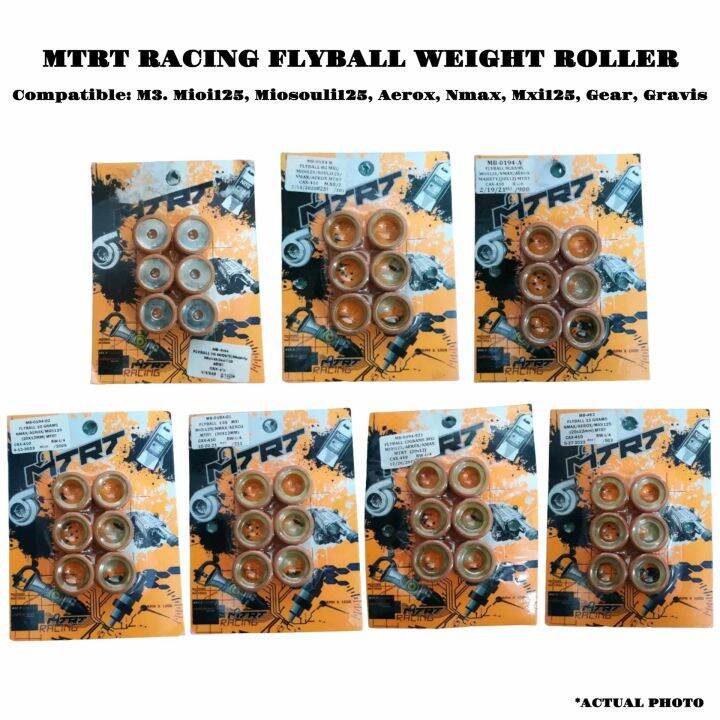 MTRT RACING FLYBALL WEIGHT ROLLER SET 6PCS. COMPATIBLE: MIOI125 ...