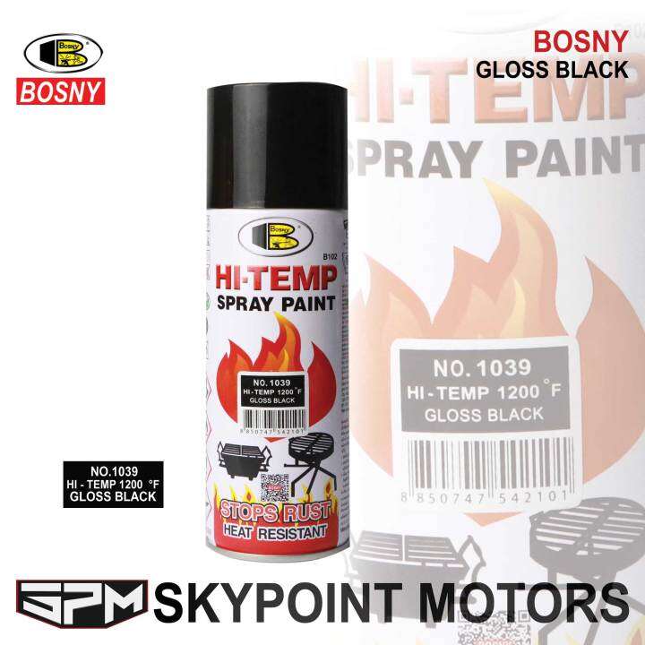 BOSNY SPRAY PAINT 1039 HI TEMP GLOSS BLACK FOR MOTORCYCLE (9132-073 ...