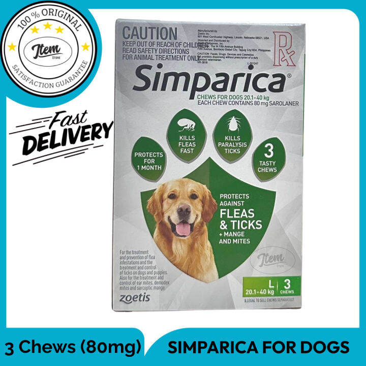 SIMPARICA 80MG 3 CHEWABLE TABLET (20-40KG) | Lazada PH